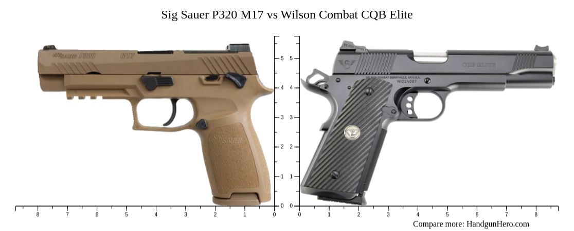 Sig Sauer P320 M17 vs Wilson Combat CQB Elite size comparison | Handgun ...