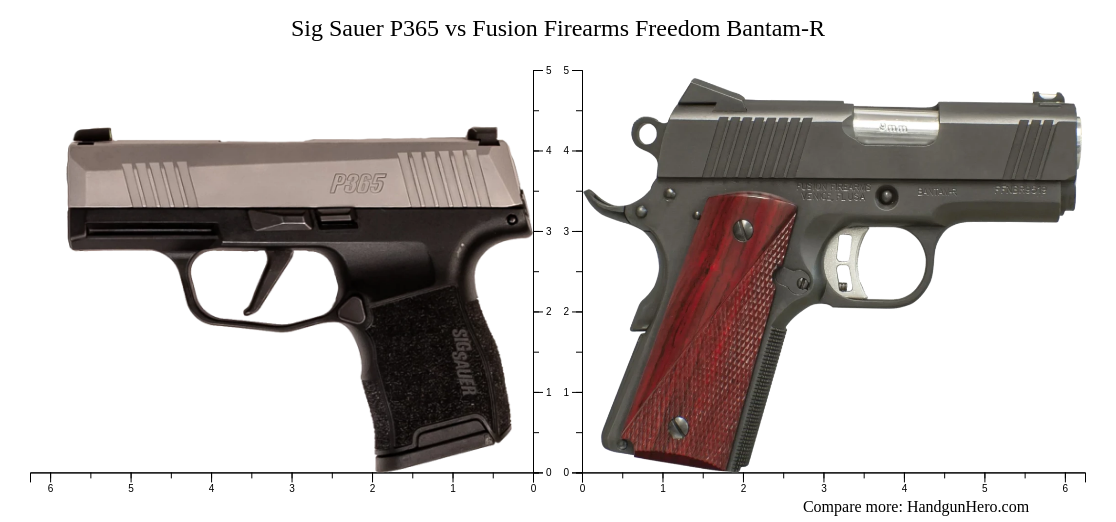 Sig Sauer P365 vs Fusion Firearms Freedom Bantam-R size comparison ...