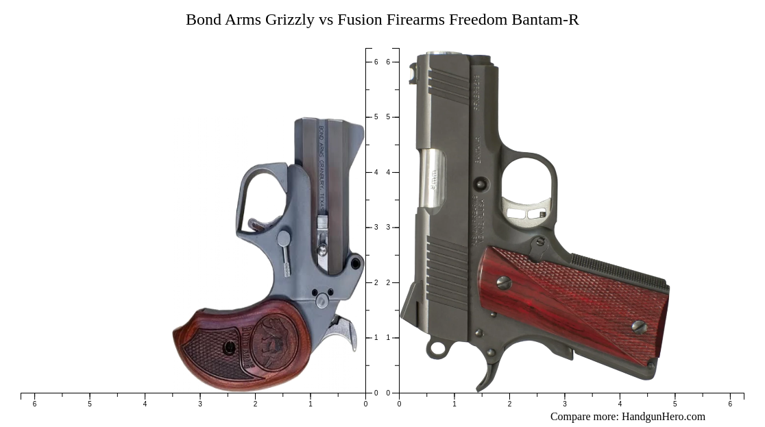 Bond Arms Grizzly vs Fusion Firearms Freedom Bantam-R size comparison ...