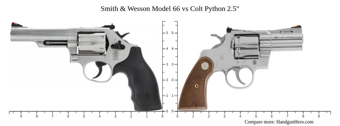 Smith & Wesson Model 66 vs Colt Python 2.5" size comparison | Handgun Hero