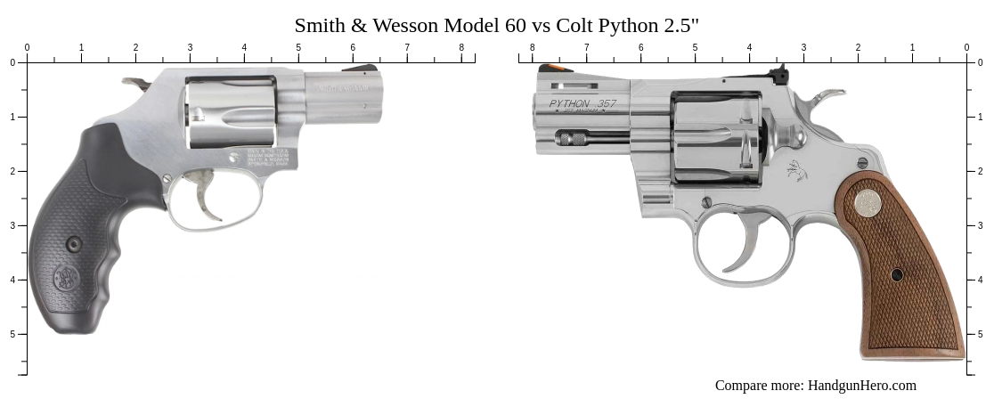 Smith & Wesson Model 60 vs Colt Python 2.5" size comparison | Handgun Hero
