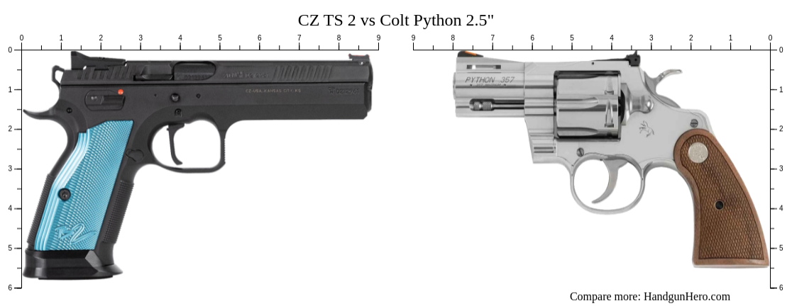 CZ TS 2 vs Colt Python 2.5" size comparison | Handgun Hero