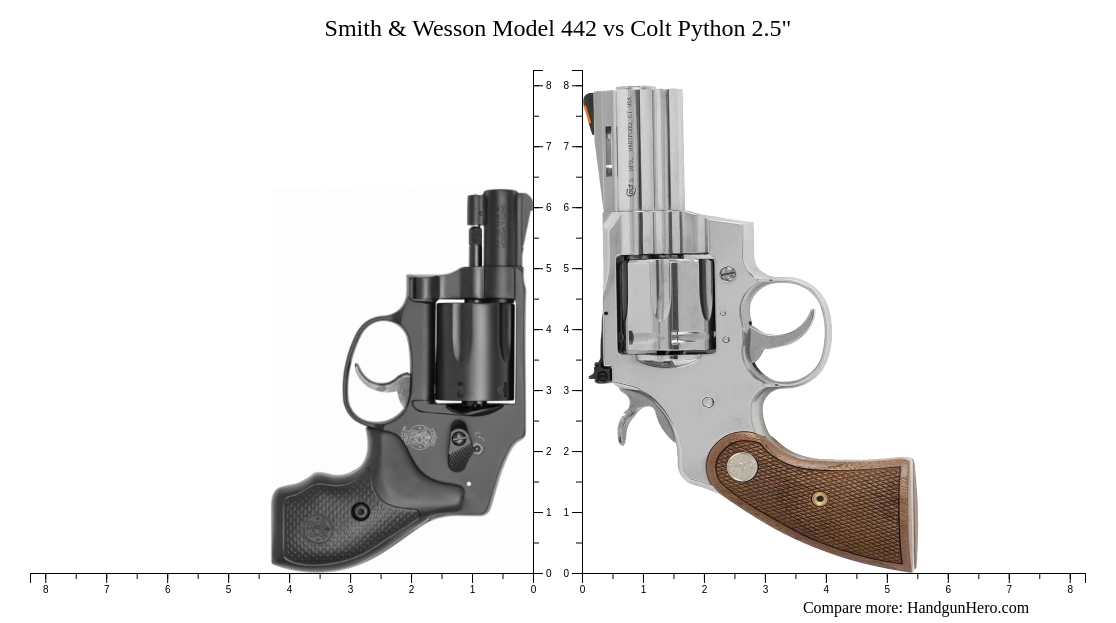 Smith & Wesson Model 442 vs Colt Python 2.5" size comparison | Handgun Hero