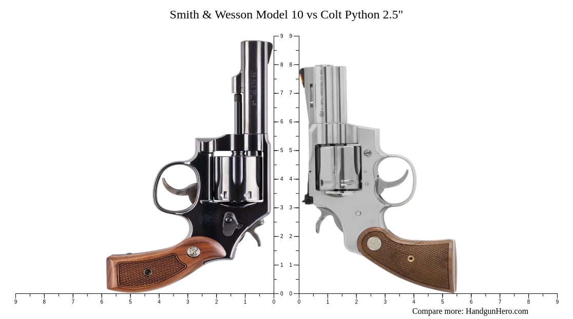 Smith & Wesson Model 10 vs Colt Python 2.5" size comparison | Handgun Hero