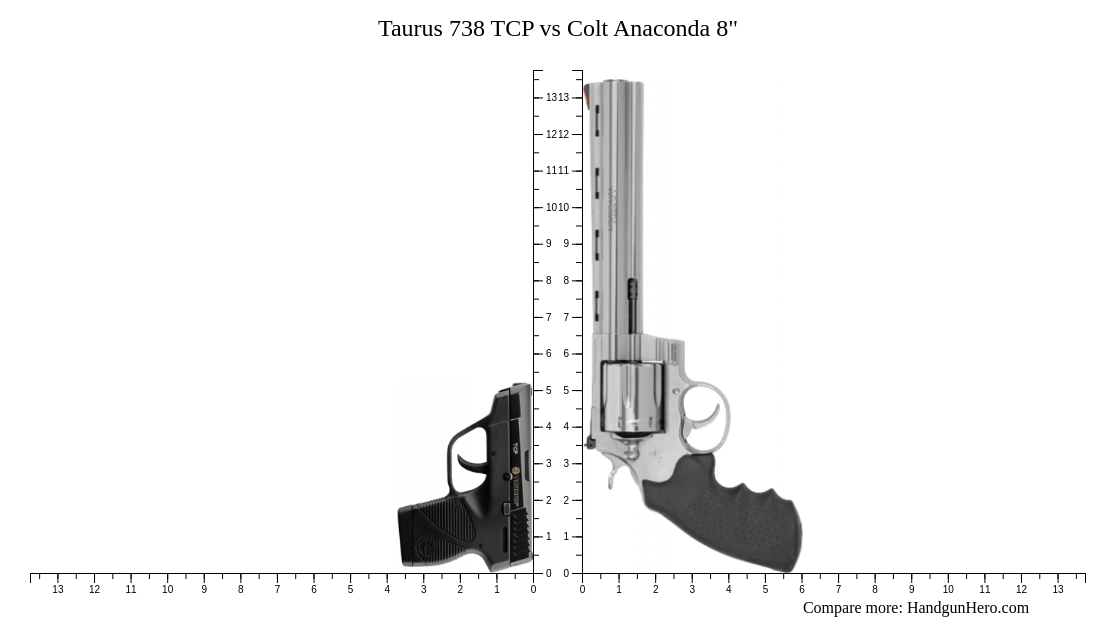 Taurus 738 TCP vs Colt Anaconda 8" size comparison | Handgun Hero