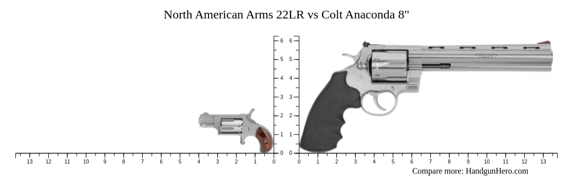 North American Arms 22LR vs Colt Anaconda 8" size comparison | Handgun Hero