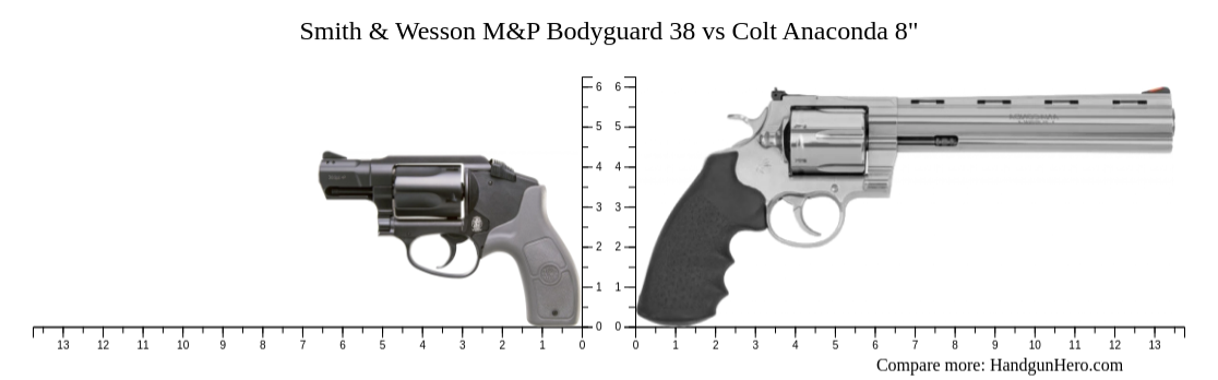 Smith & Wesson M&P Bodyguard 38 vs Colt Anaconda 8" size comparison ...