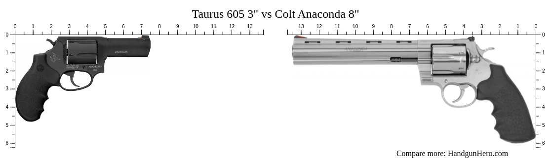 Taurus 605 3" vs Colt Anaconda 8" size comparison | Handgun Hero