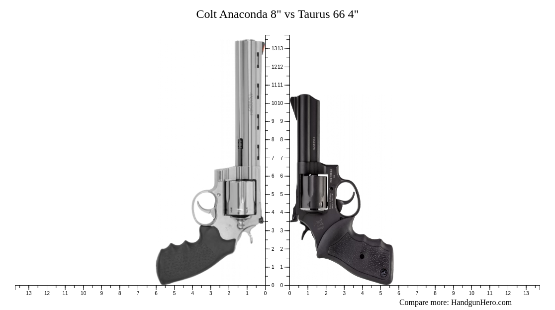 Colt Anaconda 8" vs Taurus 66 4" size comparison | Handgun Hero