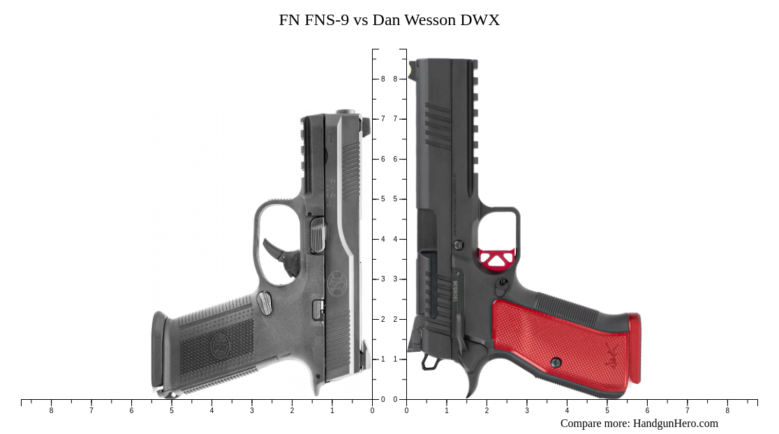 FN FNS-9 vs Dan Wesson DWX size comparison | Handgun Hero