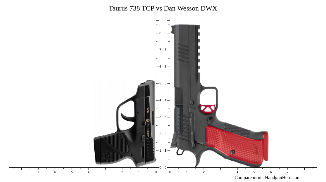 Taurus 738 TCP vs Dan Wesson DWX size comparison | Handgun Hero