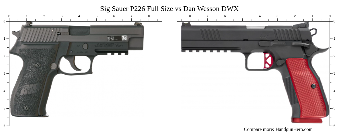 Sig Sauer P226 Full Size vs Dan Wesson DWX size comparison | Handgun Hero