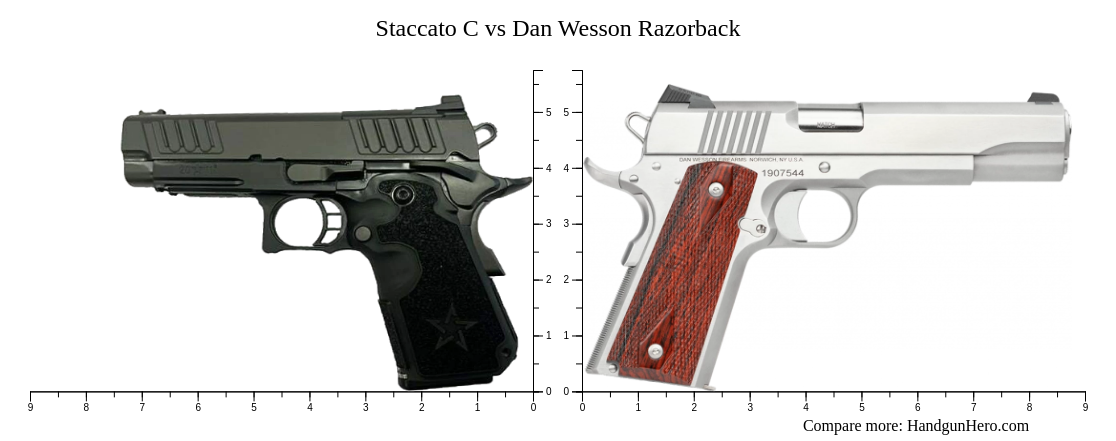 Staccato C vs Dan Wesson Razorback size comparison | Handgun Hero