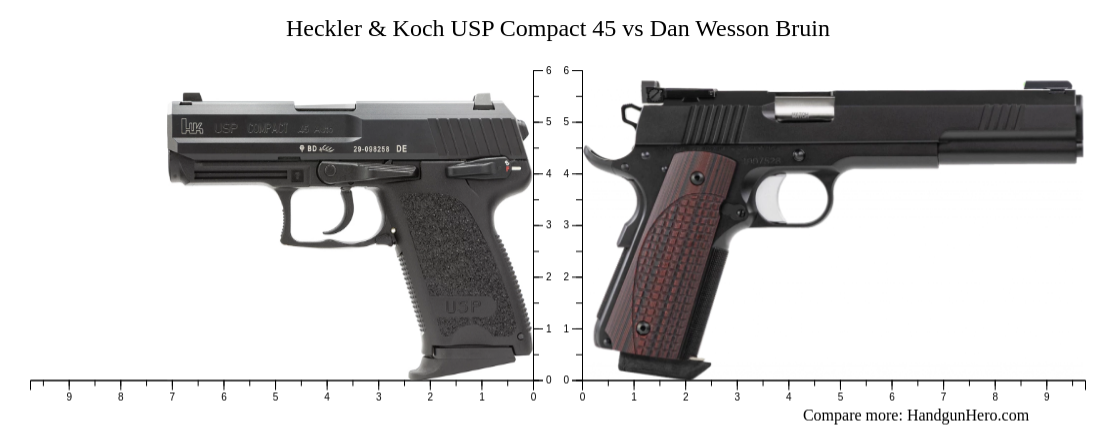 Heckler & Koch USP Compact 45 vs Dan Wesson Bruin size comparison ...