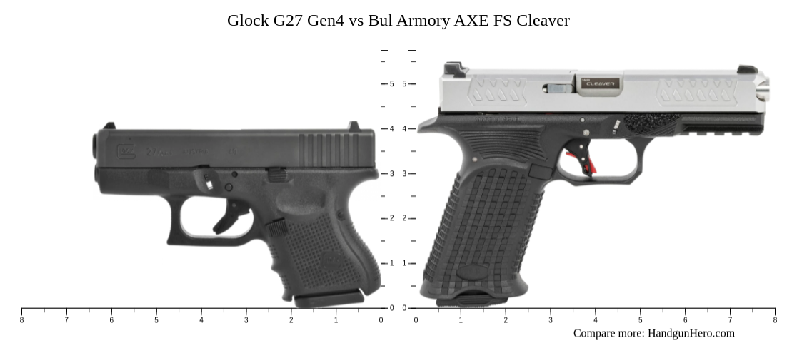 Glock G27 Gen4 vs Bul Armory AXE FS Cleaver size comparison | Handgun Hero
