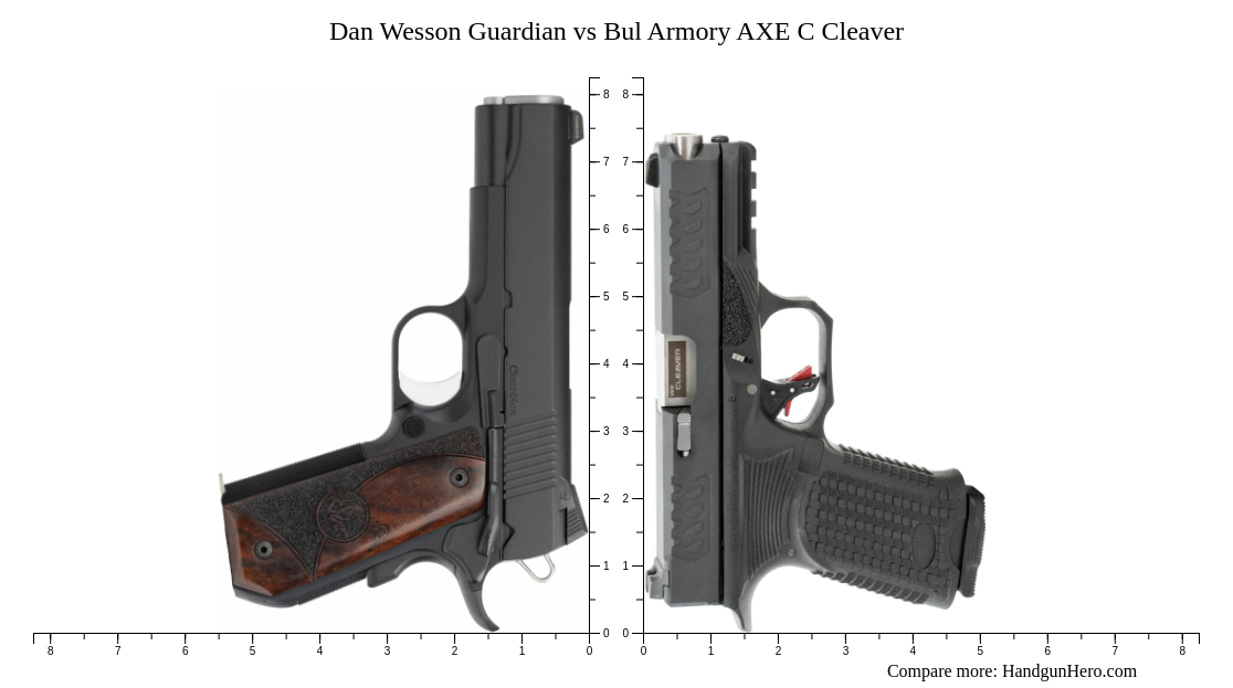 Dan Wesson Guardian vs Bul Armory AXE C Cleaver size comparison ...