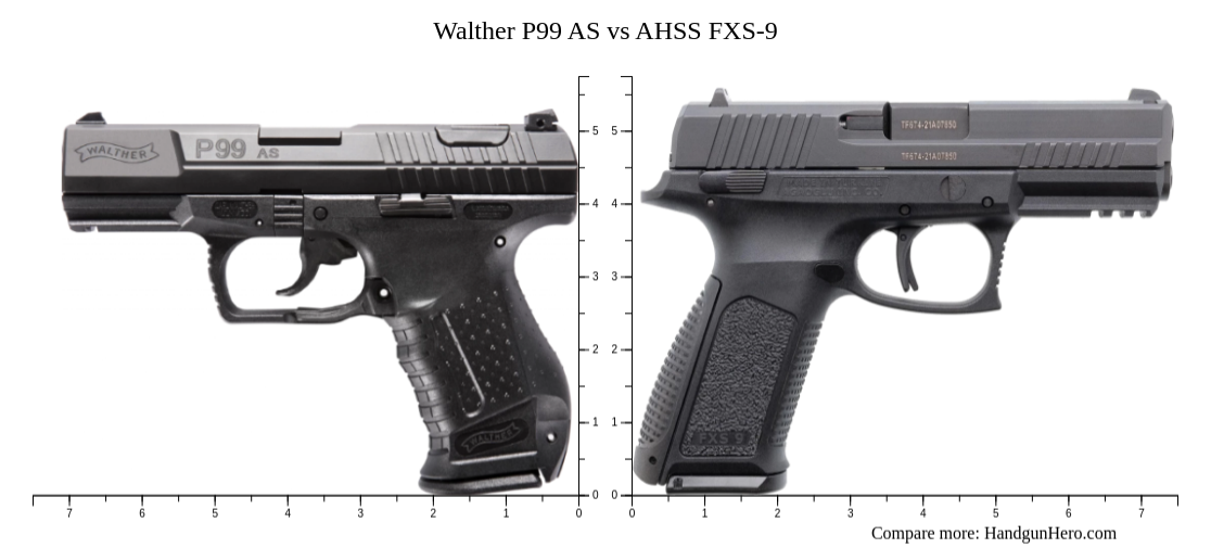 Walther P99 AS vs AHSS FXS-9 size comparison | Handgun Hero