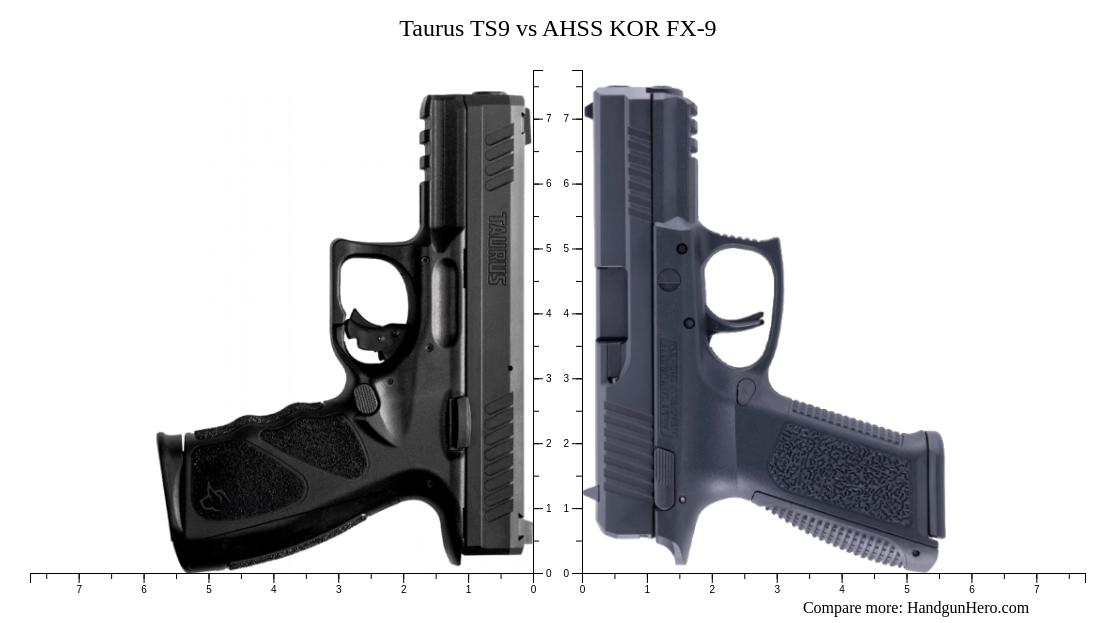 Taurus TS9 vs AHSS KOR FX-9 size comparison | Handgun Hero