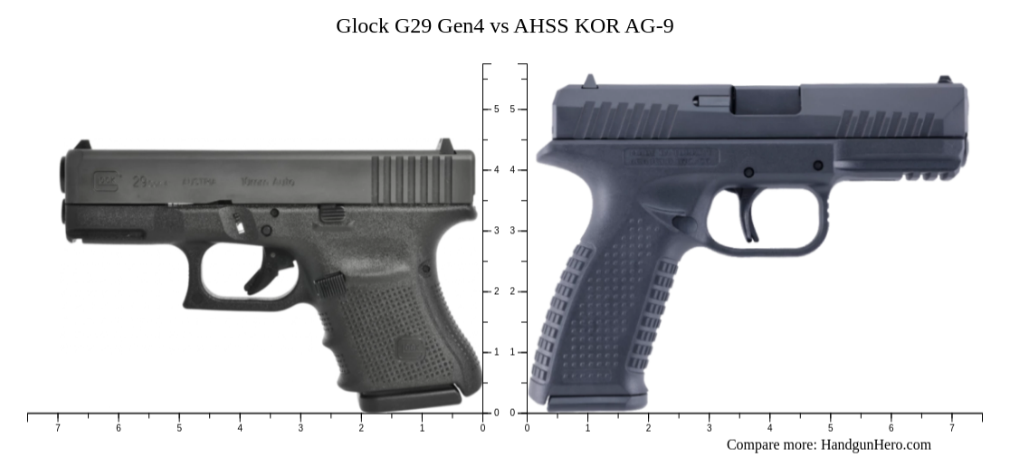 Glock G29 Gen4 vs AHSS KOR AG-9 size comparison | Handgun Hero