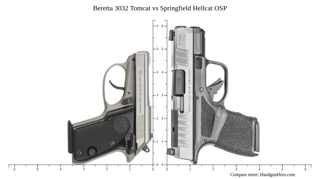 Beretta 3032 Tomcat vs Springfield Hellcat OSP size comparison ...