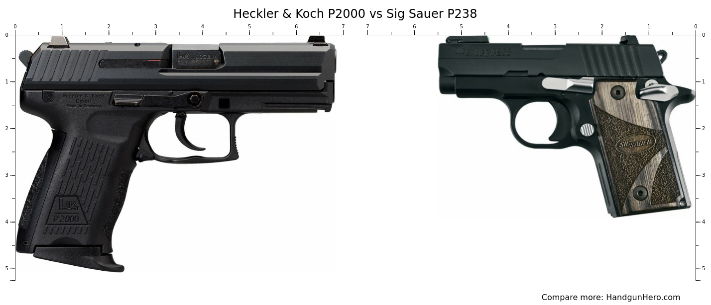 Heckler & Koch P2000 vs Sig Sauer P238 size comparison | Handgun Hero