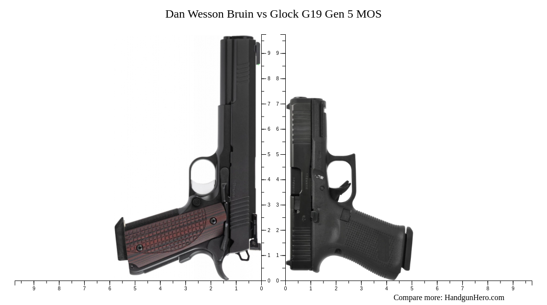 Dan Wesson Bruin vs Glock G19 Gen 5 MOS size comparison | Handgun Hero