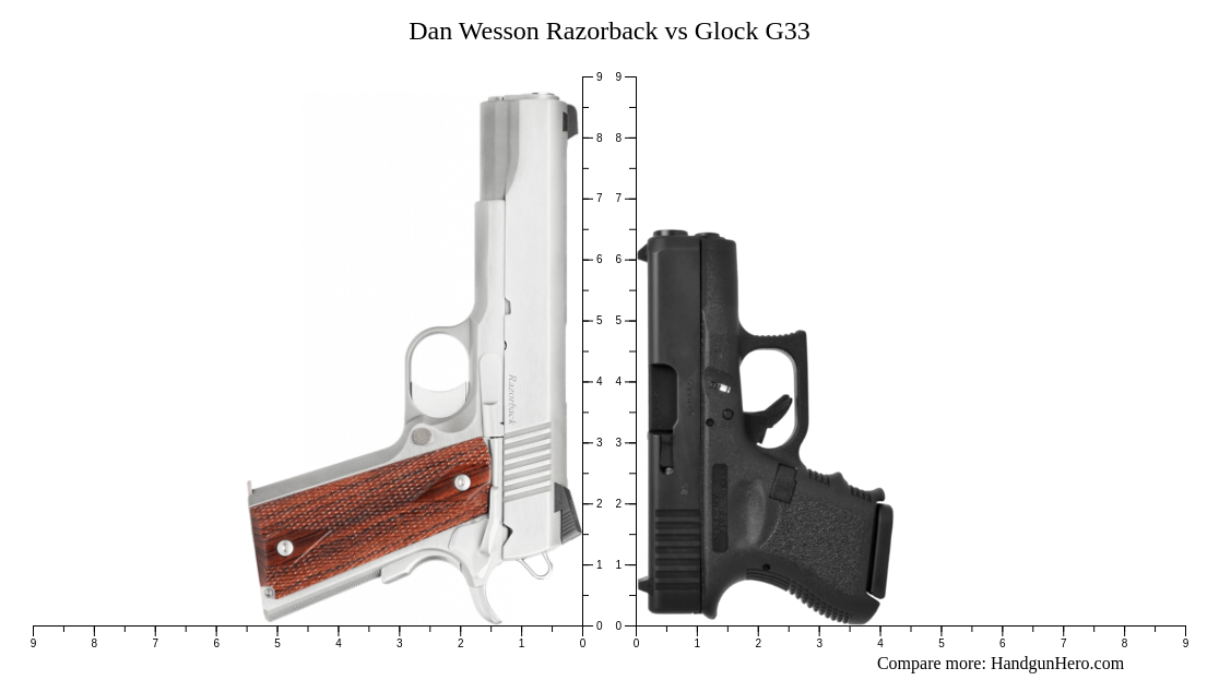 Dan Wesson Razorback vs Glock G33 size comparison | Handgun Hero
