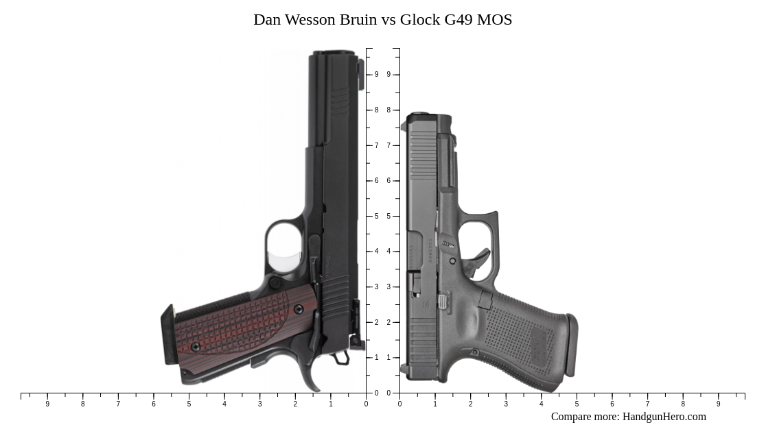Dan Wesson Bruin vs Glock G49 MOS size comparison | Handgun Hero