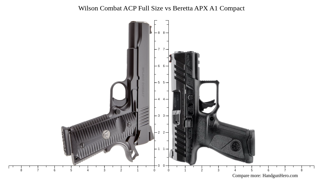 Wilson Combat ACP Full Size vs Beretta APX A1 Compact size comparison ...