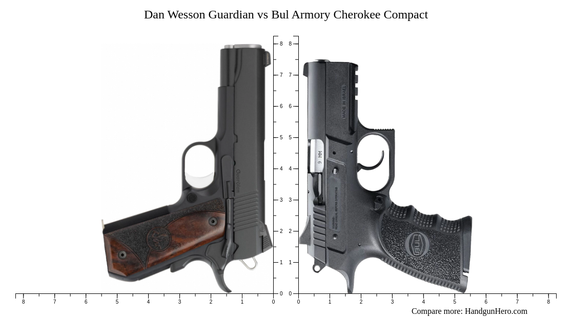 Dan Wesson Guardian vs Bul Armory Cherokee Compact size comparison ...