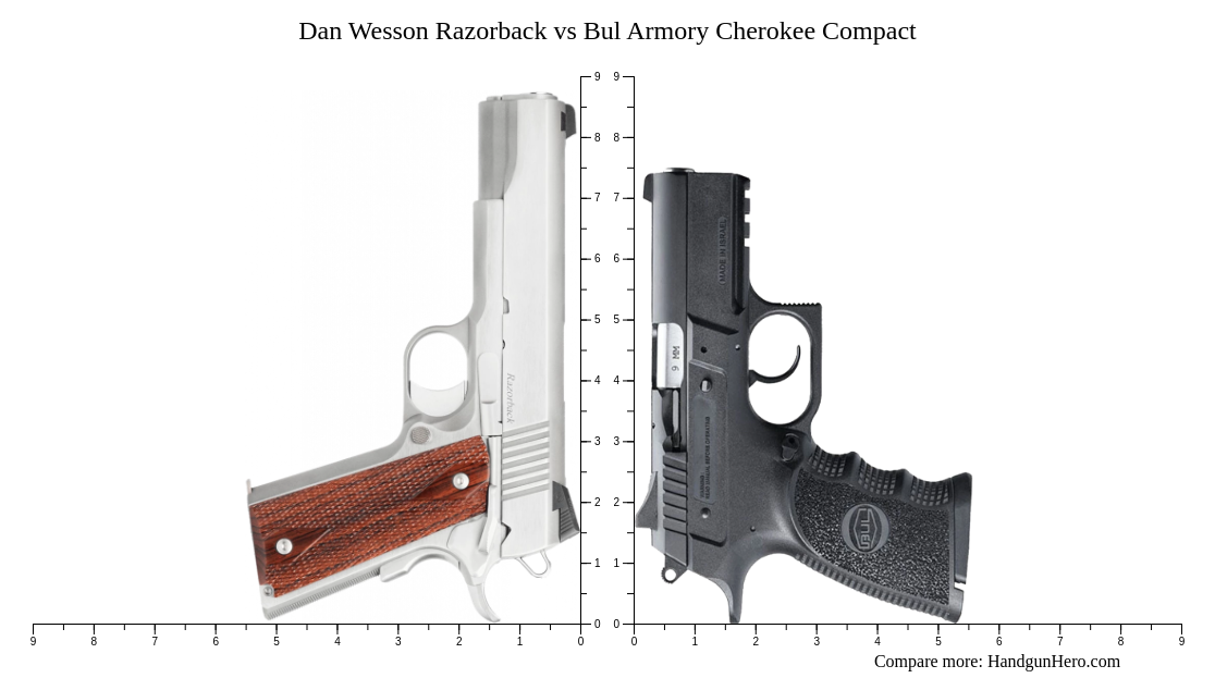 Dan Wesson Razorback vs Bul Armory Cherokee Compact size comparison ...