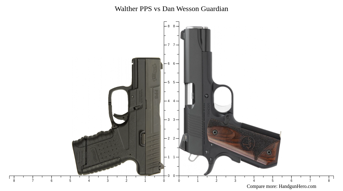Walther PPS vs Dan Wesson Guardian size comparison | Handgun Hero