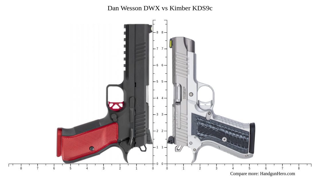 Dan Wesson DWX vs Kimber KDS9c size comparison | Handgun Hero