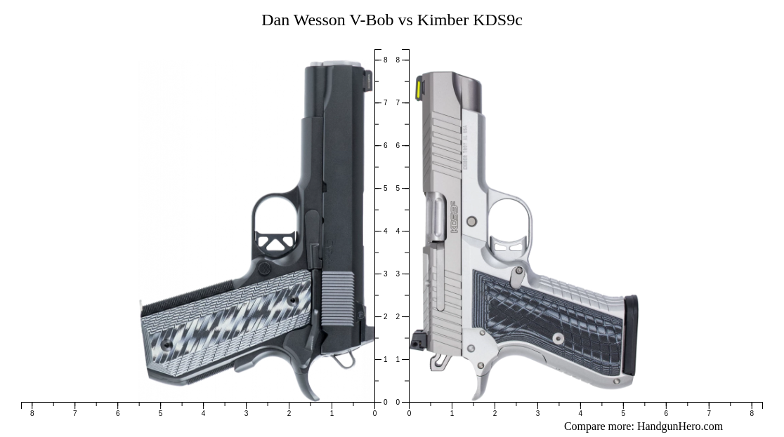 Dan Wesson V-Bob vs Kimber KDS9c size comparison | Handgun Hero