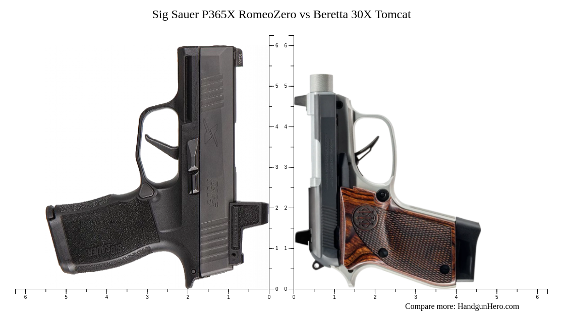 Sig Sauer P365X RomeoZero vs Beretta 30X Tomcat size comparison | Handgun Hero