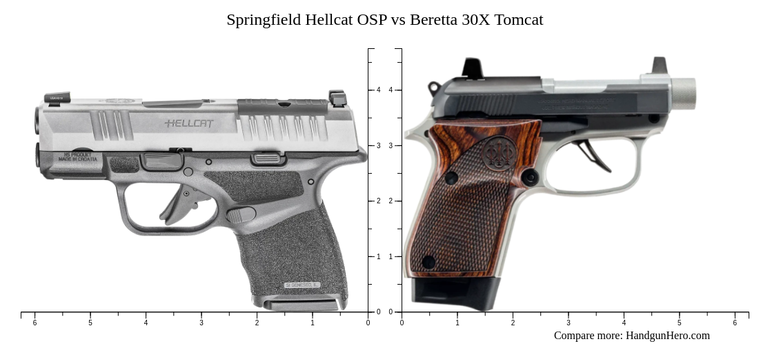 Springfield Hellcat OSP vs Beretta 30X Tomcat size comparison | Handgun ...