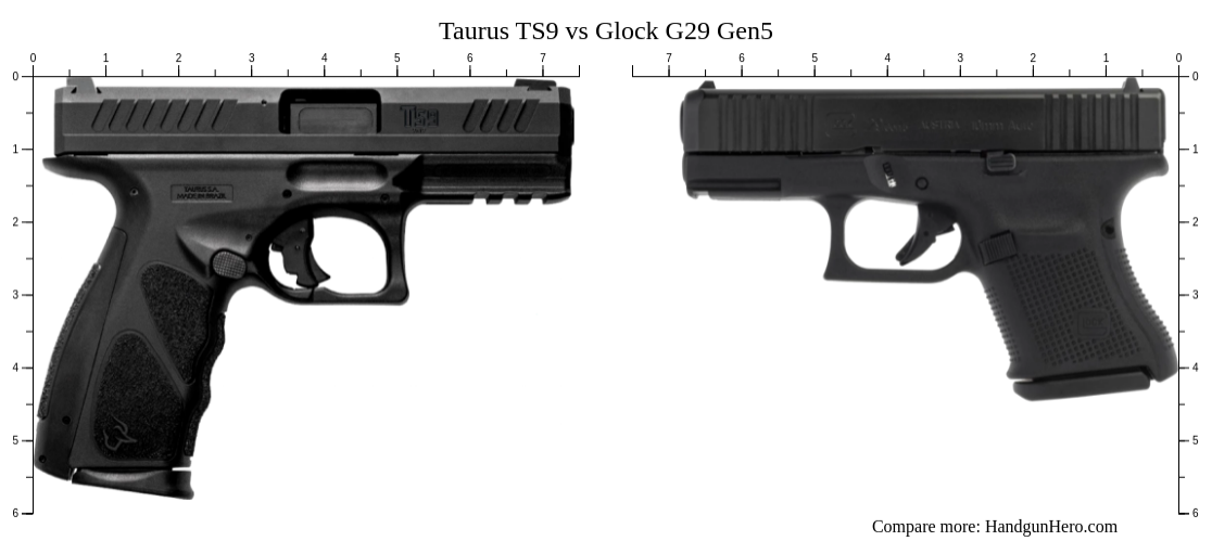 Taurus TS9 vs Glock G29 Gen5 size comparison | Handgun Hero