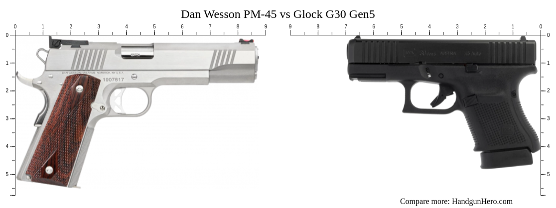 Dan Wesson PM-45 vs Glock G30 Gen5 size comparison | Handgun Hero