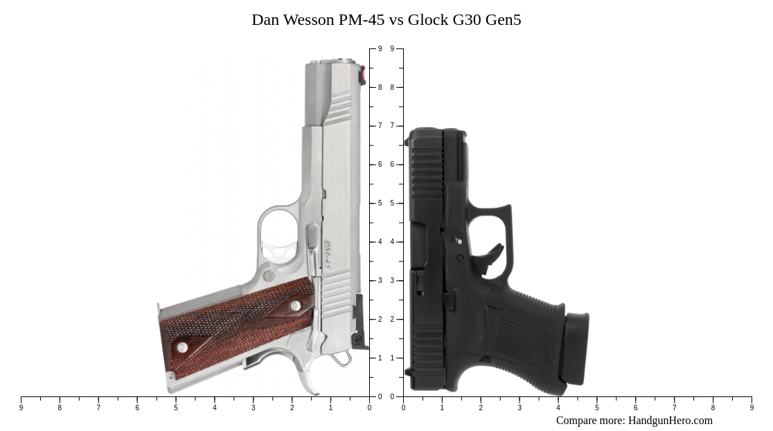 Dan Wesson PM-45 vs Glock G30 Gen5 size comparison | Handgun Hero