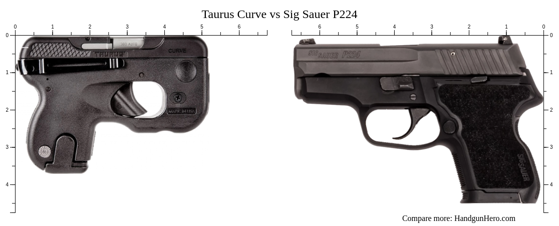 Taurus Curve vs Sig Sauer P224 size comparison | Handgun Hero