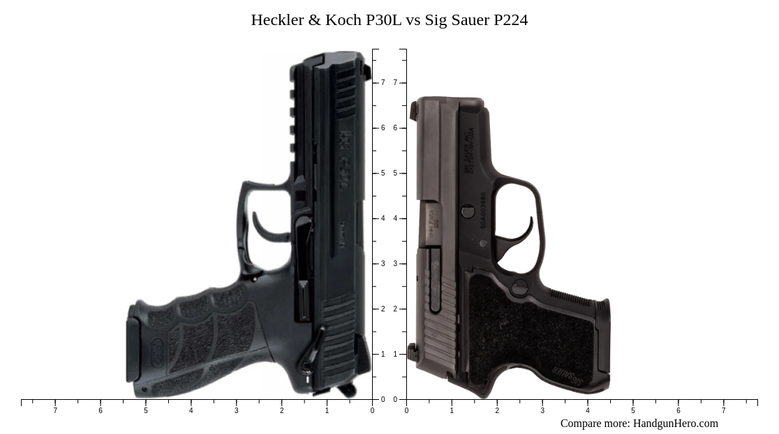 Heckler & Koch P30L vs Sig Sauer P224 size comparison | Handgun Hero