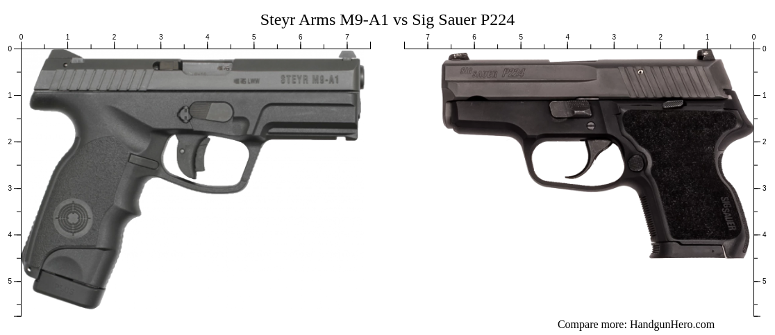 Steyr Arms M9-A1 vs Sig Sauer P224 size comparison | Handgun Hero