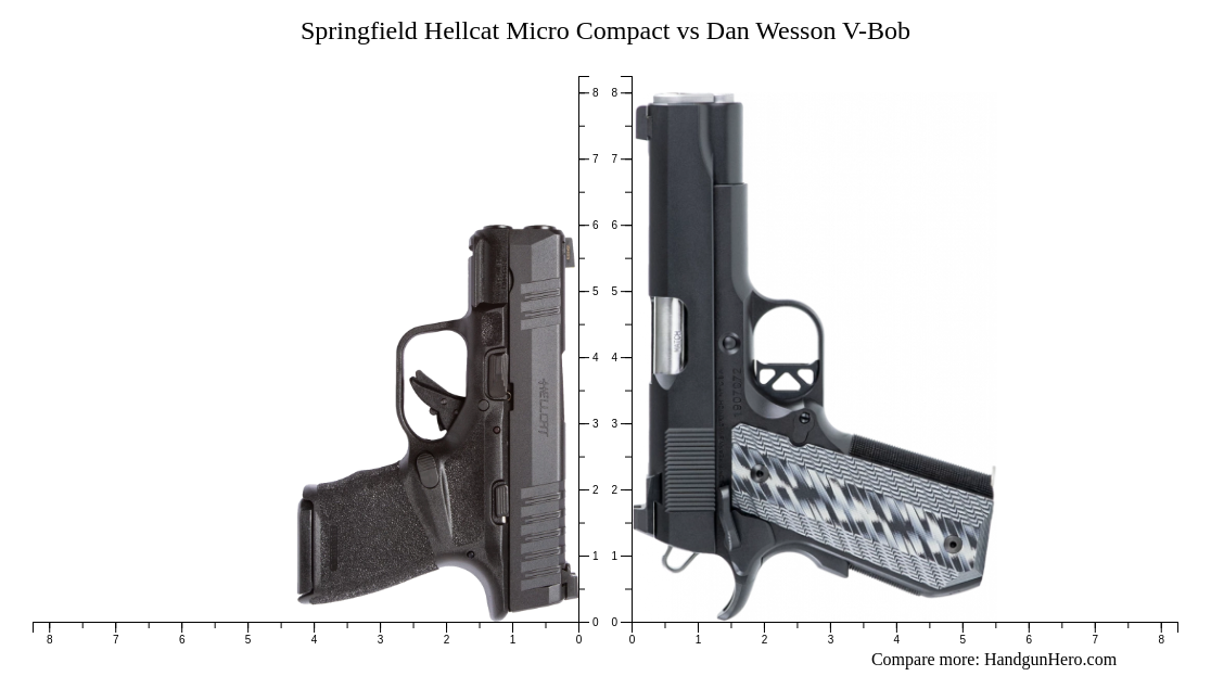 Springfield Hellcat Micro Compact vs Dan Wesson V-Bob size comparison ...