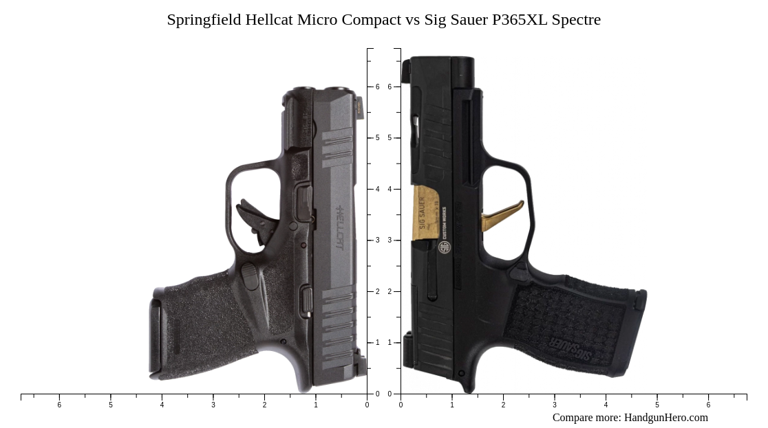 Springfield Hellcat Micro Compact vs Sig Sauer P365XL Spectre size ...