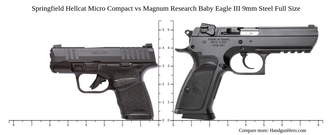 Springfield Hellcat Micro Compact vs Magnum Research Baby Eagle III 9mm ...