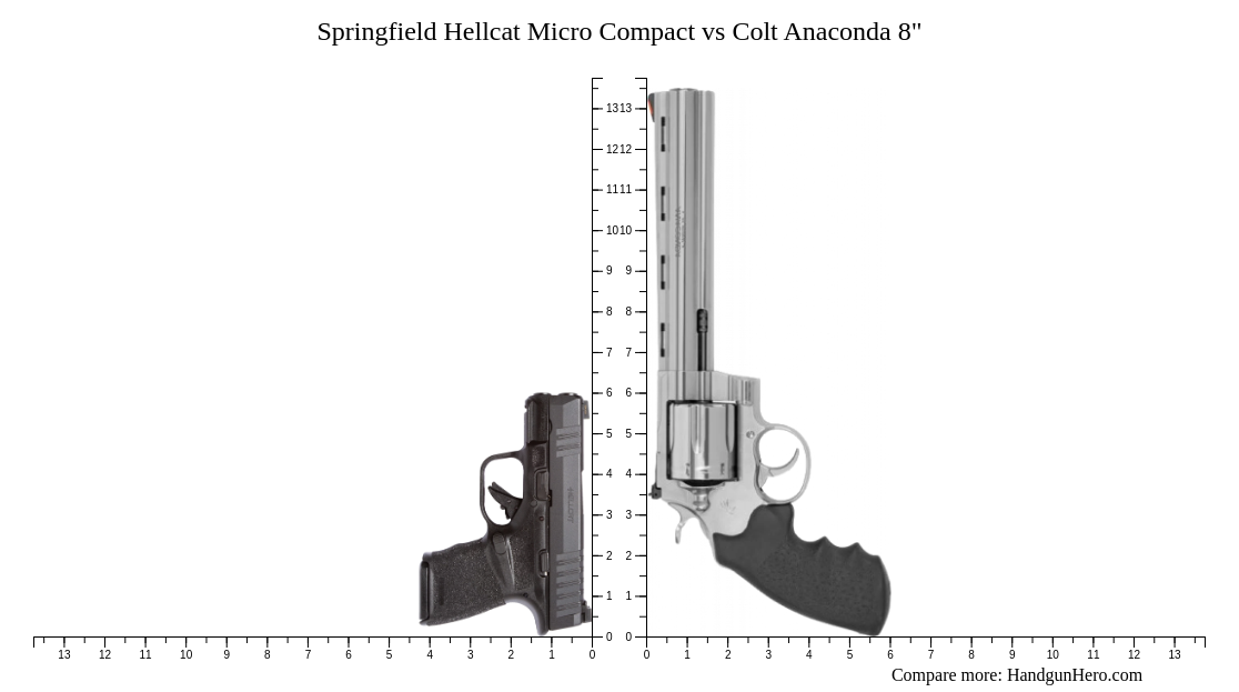 Springfield Hellcat Micro Compact vs Colt Anaconda 8" size comparison ...