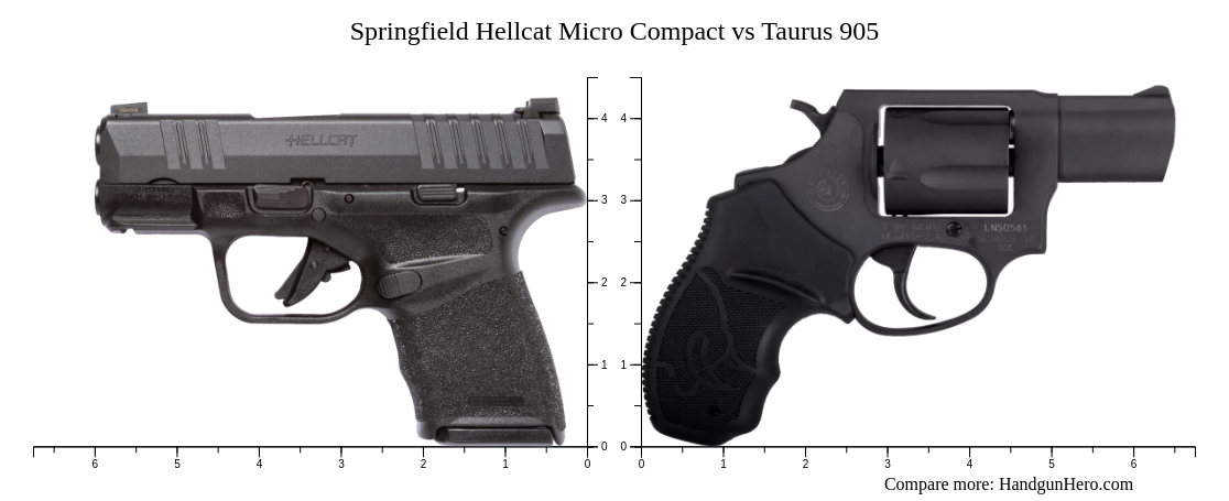 Springfield Hellcat Micro Compact vs Taurus 905 size comparison ...
