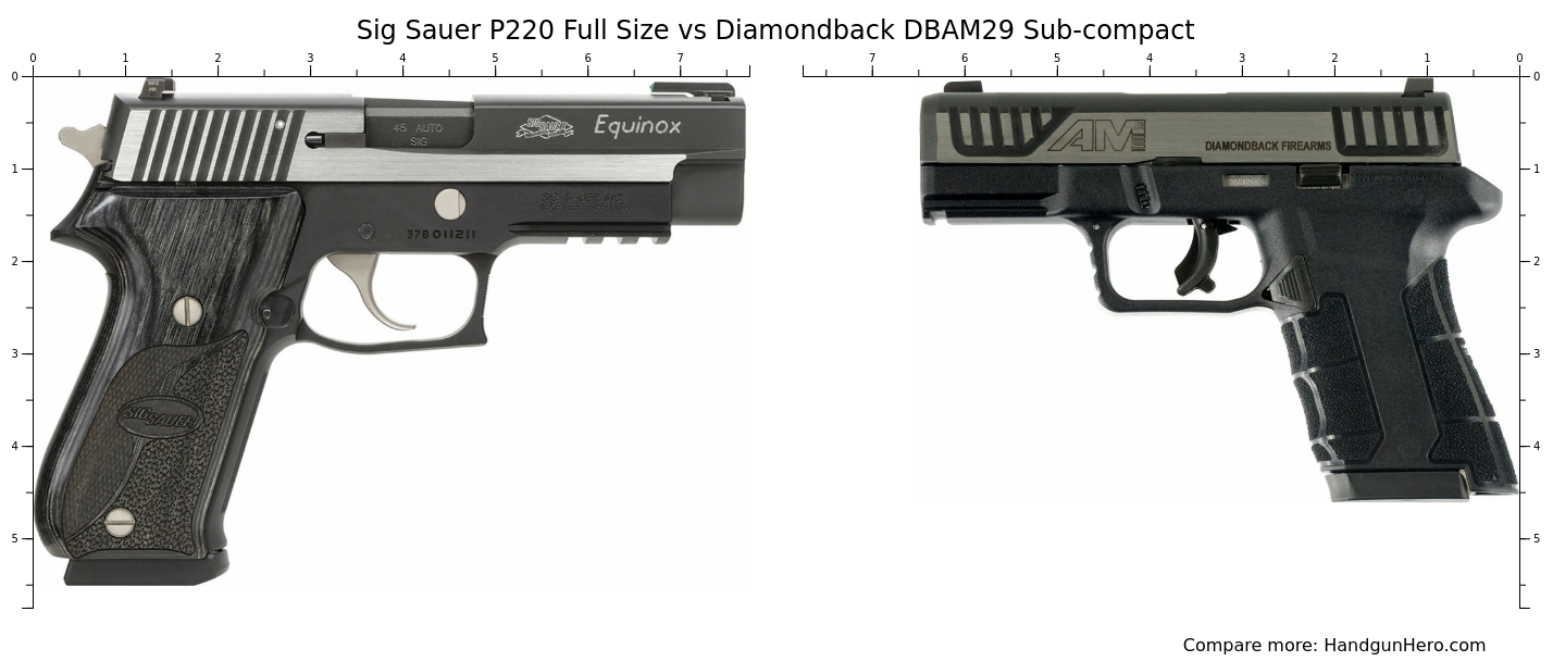 Sig Sauer P220 Full Size vs Diamondback DBAM29 Sub-compact size ...