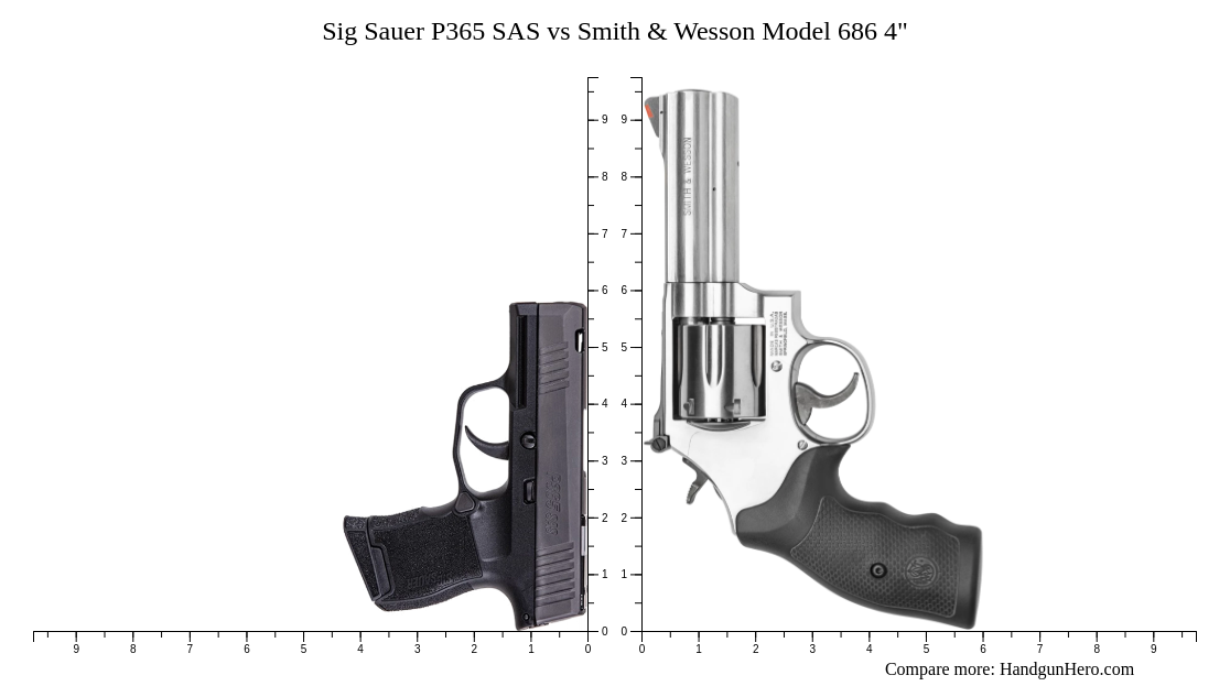 Sig Sauer P365 SAS vs Smith & Wesson Model 686 4" size comparison ...