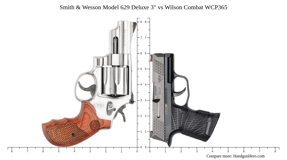 Smith & Wesson Model 629 Deluxe 3" vs Wilson Combat WCP365 size ...
